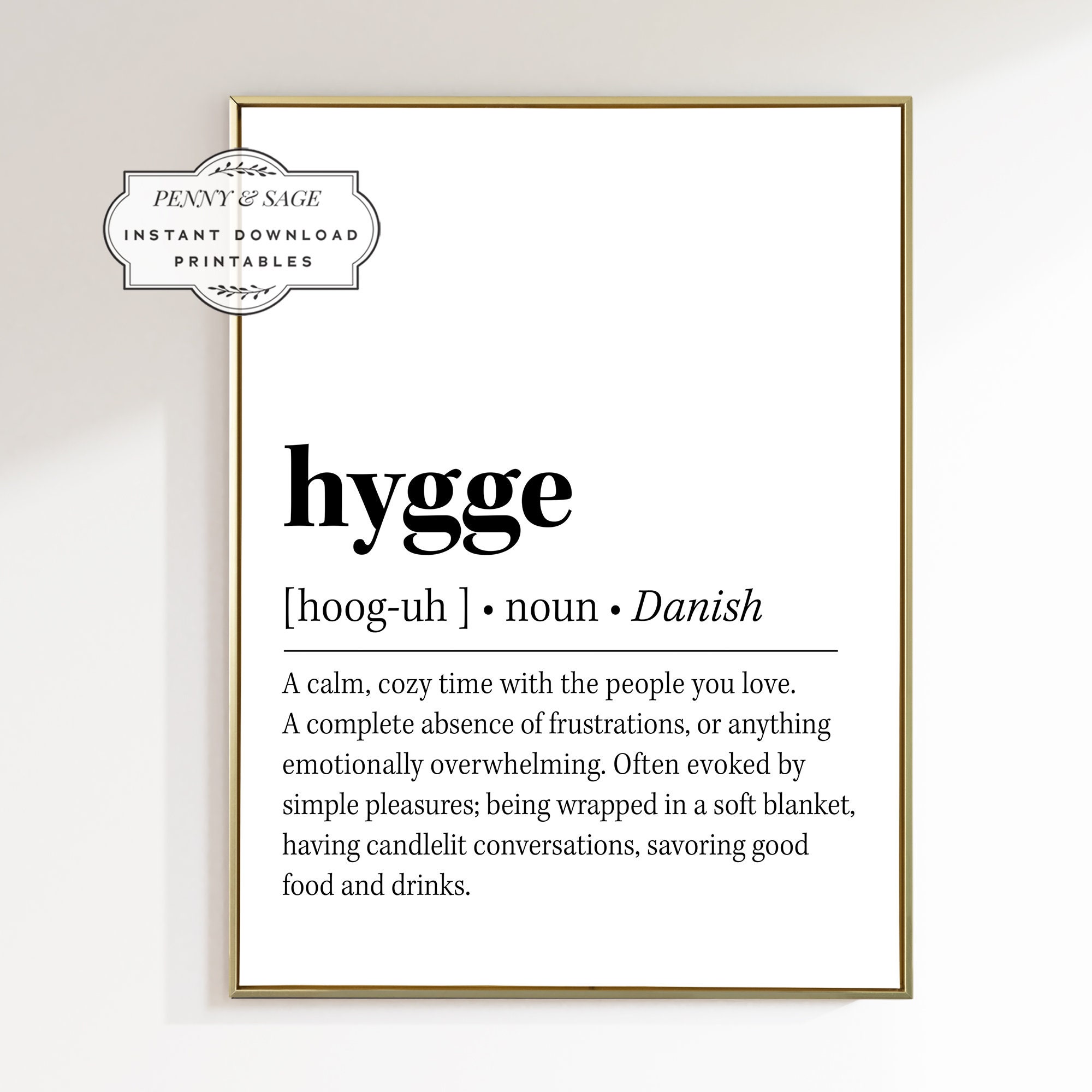 Hygge Definition Printable Wall Art, Quote Print,, Hygge Wall Art ...