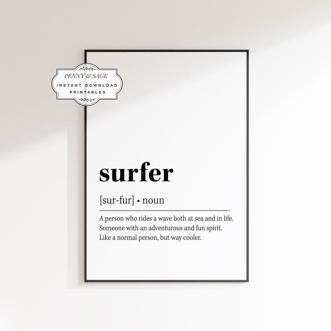 Surfer Definition Print, Surf Poster, Surfing Poster, Surfer Gift, Surf ...