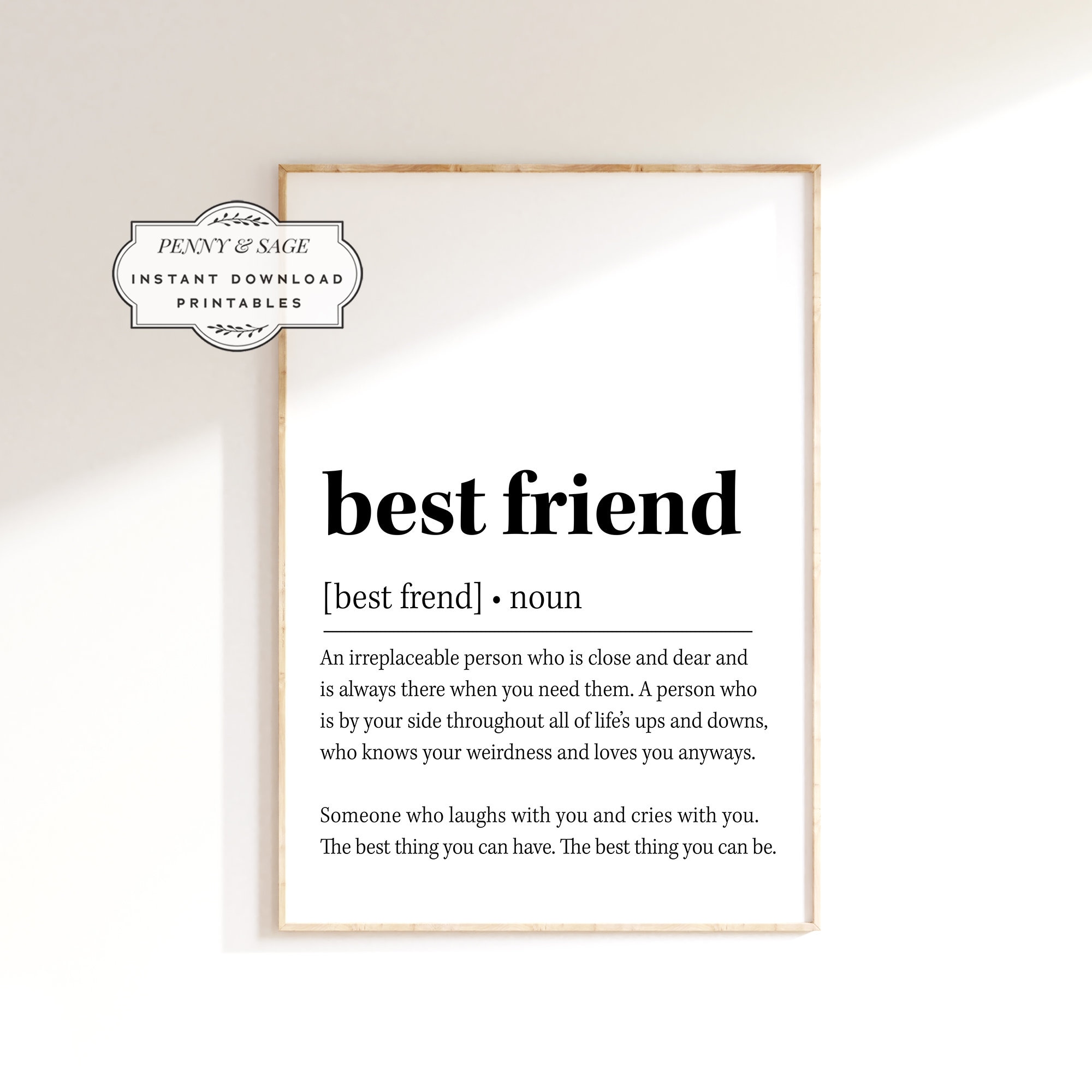Best Friend Definition Print, Best Friend Gift, Definition Home Print ...