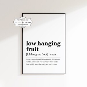 Low Hanging Fruit Definition Print, Funny Office Sign, Cubicle Decor ...