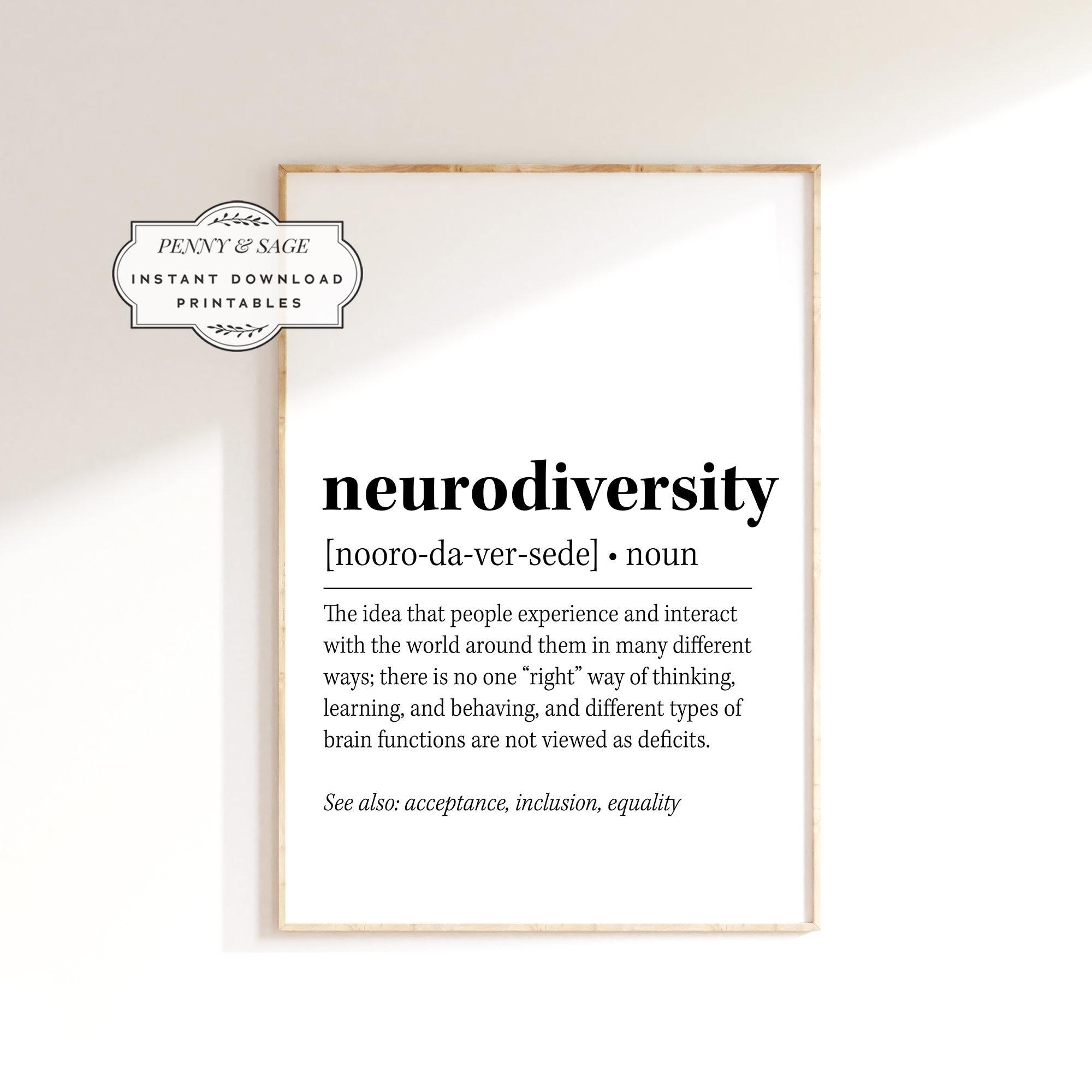 Neurodiversity Definition Printable Wall Art, Neurodiversity Quote ...