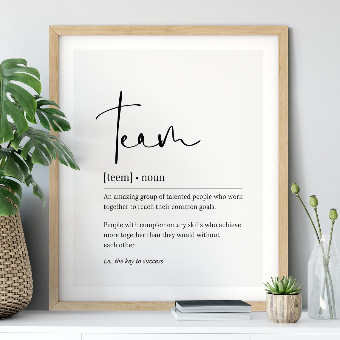 Team Definition Wall Art, Team Quote Decor, Black and White Prints ...