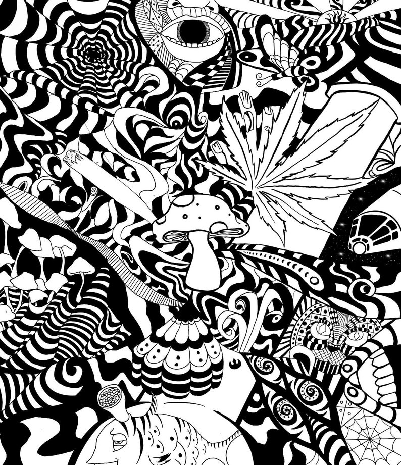 Trippy Coloring Page - Etsy