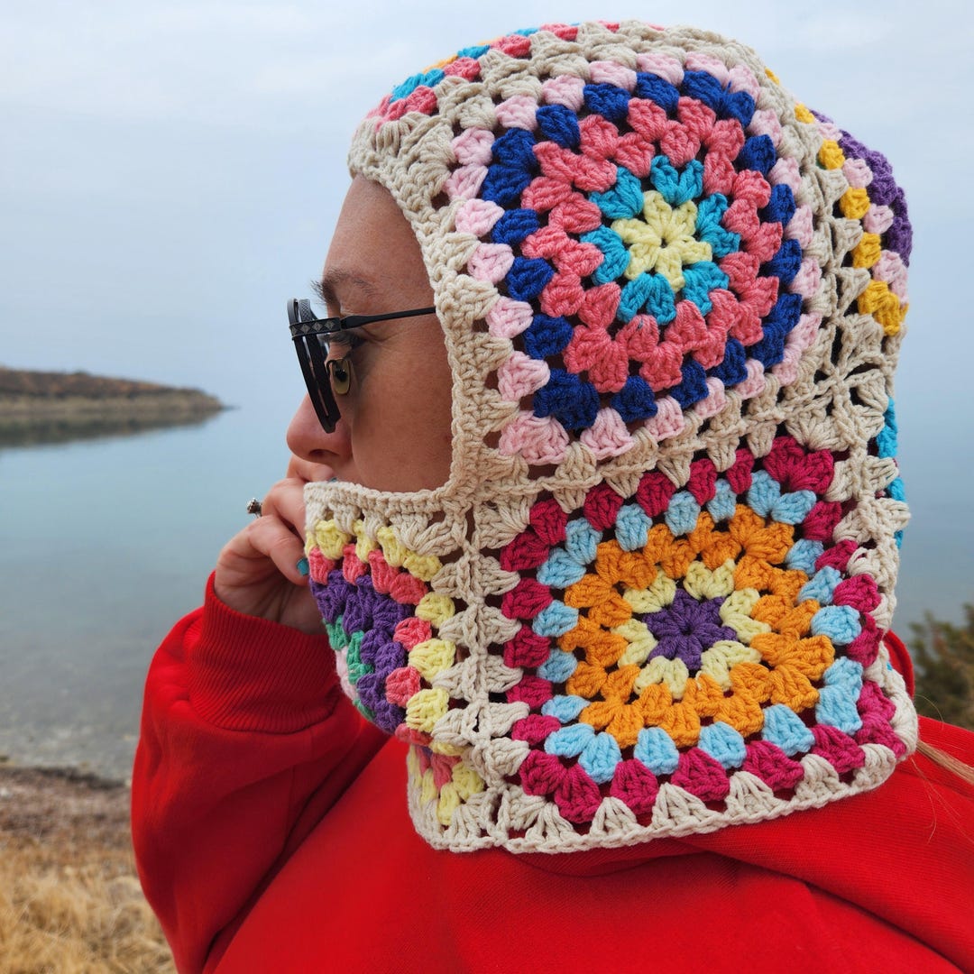 Crochet Balaclava, Granny Square Balaclava, Unique Winter Warm Hat ...