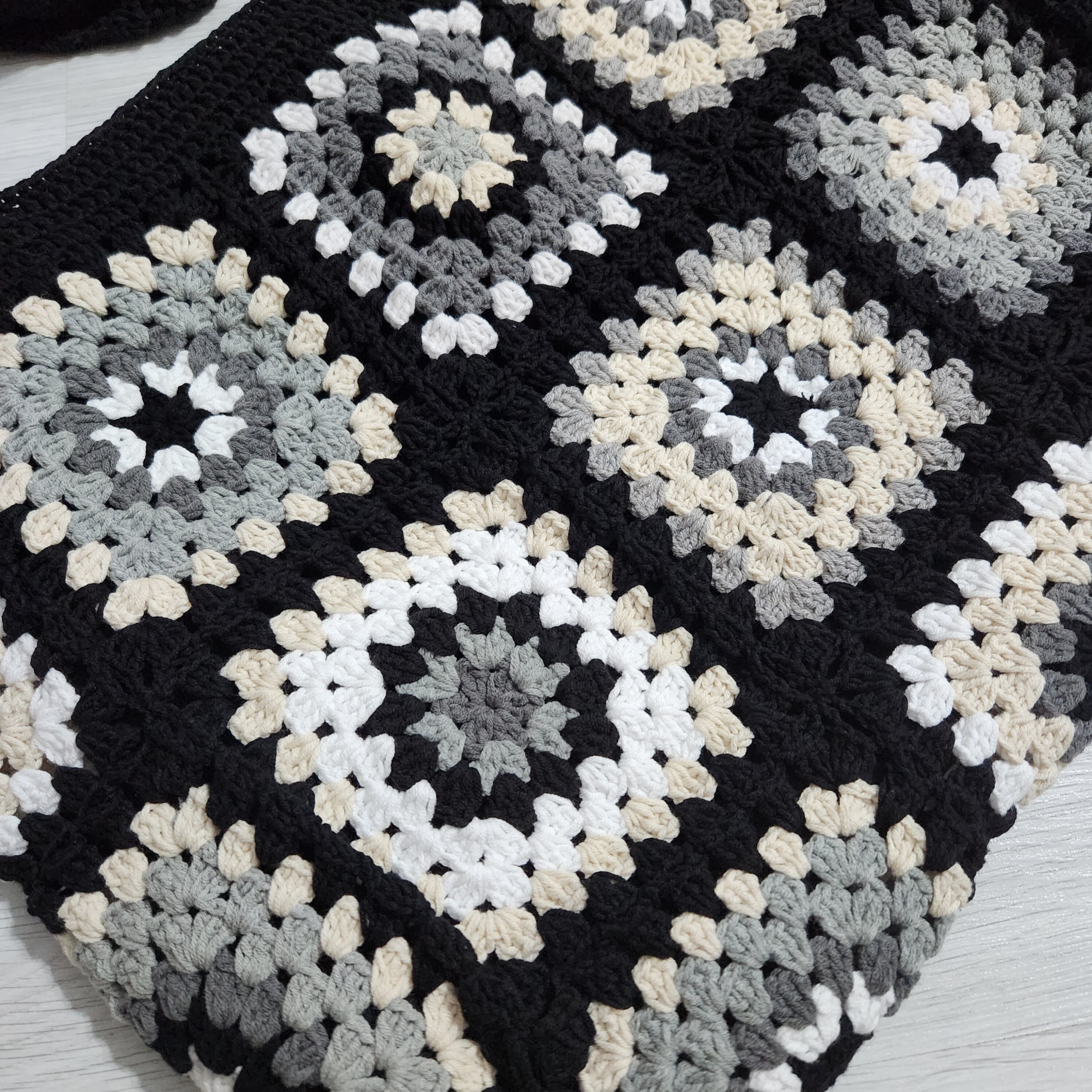 Black Bag, Granny Square Cotton Shoulder Hobo Bag, Boho Bag, Hippie Bag ...