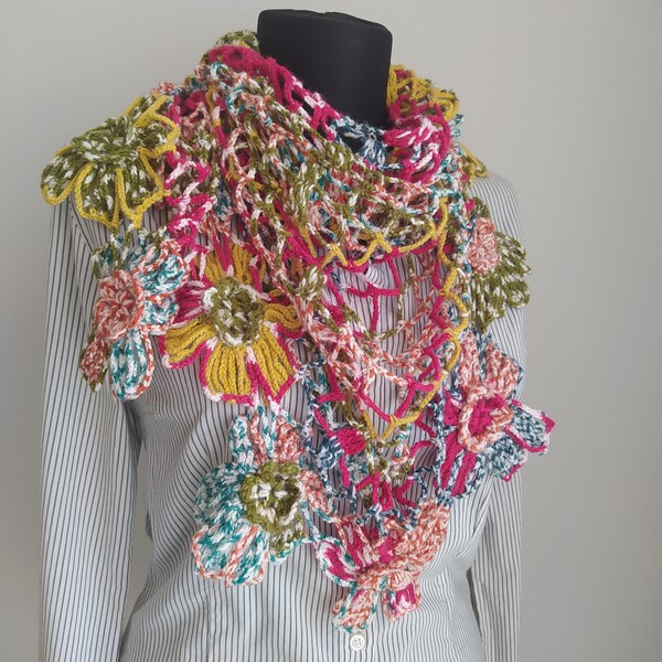 Crochet Flower Shawl Pattern - Etsy
