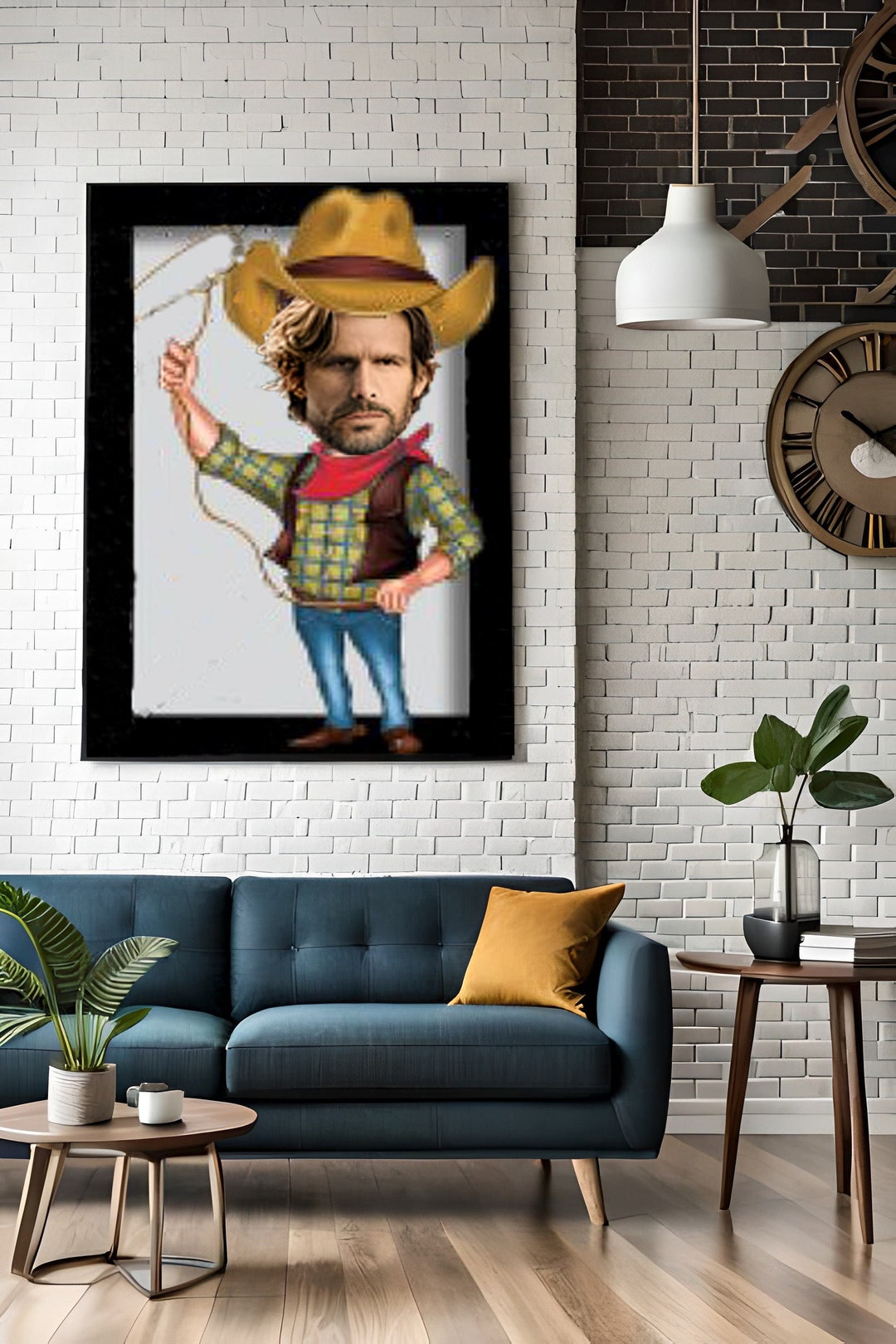 Custom Man Caricature Wooden Frame - Personalized Gift, Handmade ...
