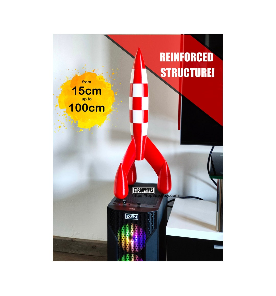 Tintin Lunar Rocket Replica 3d Printed With Reinforced Design Comic ...