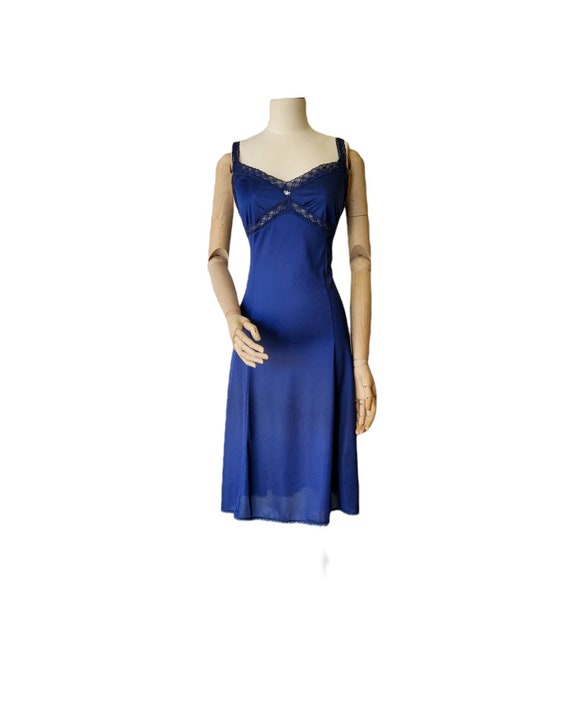 Vintage Royal Blue Lingerie Slip Dress Etsy