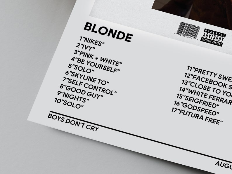 Frank Ocean Blonde Album Cover Poster Poster Print Wall Etsy