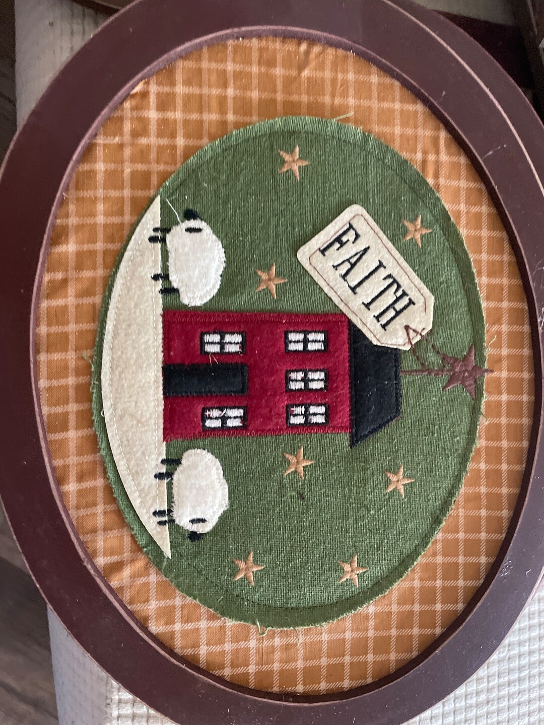 Primitive Flannel Backed Embroidery in Oval Frame - Etsy