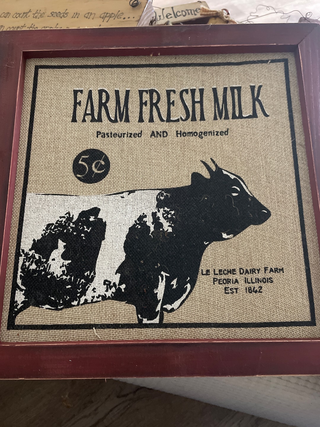 Framed Burlap Country Sign Farm Fresh Milk - Etsy