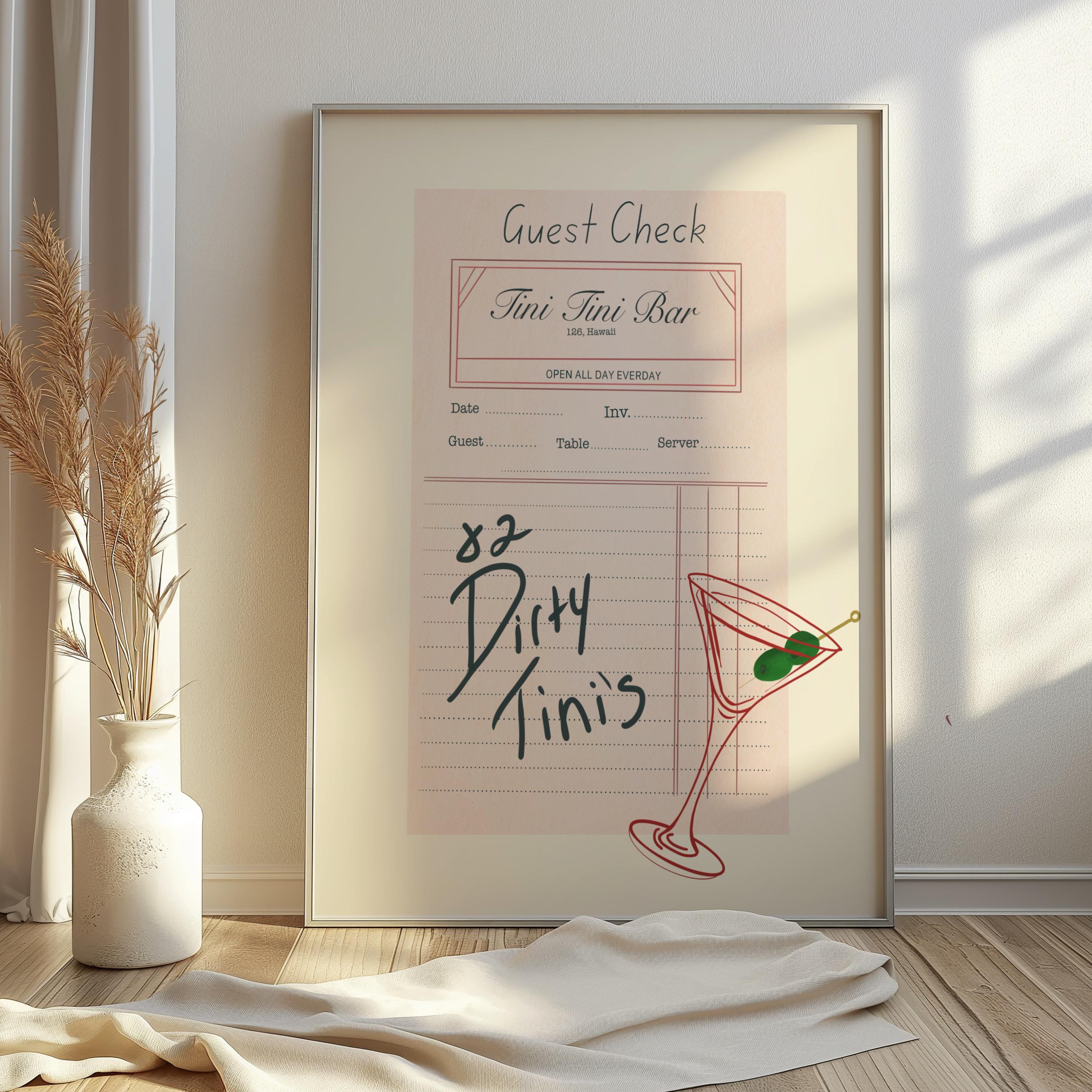 Martini Print Martini Guest Check Art Martini Poster Cheers Print ...