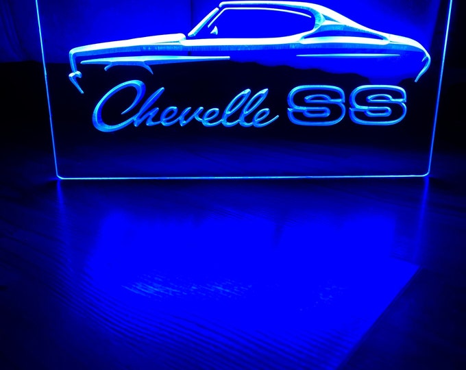 Chevelle SS LED Neon Blue Light Sign Size 8x12 - Etsy