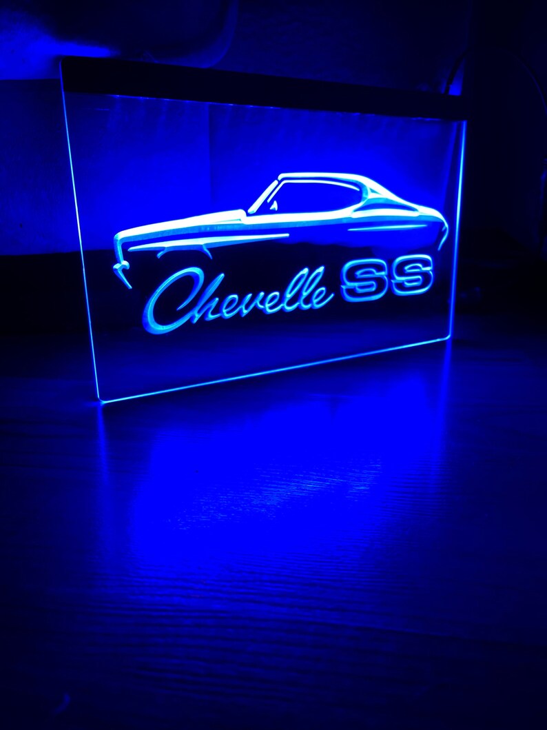 Chevelle SS LED Neon Blue Light Sign Size 8x12 - Etsy