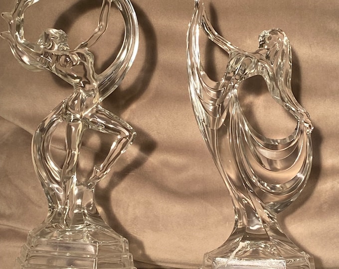 Gorgeous Art Deco Uranium Frosted Green Glass Lady With Intergrated ...