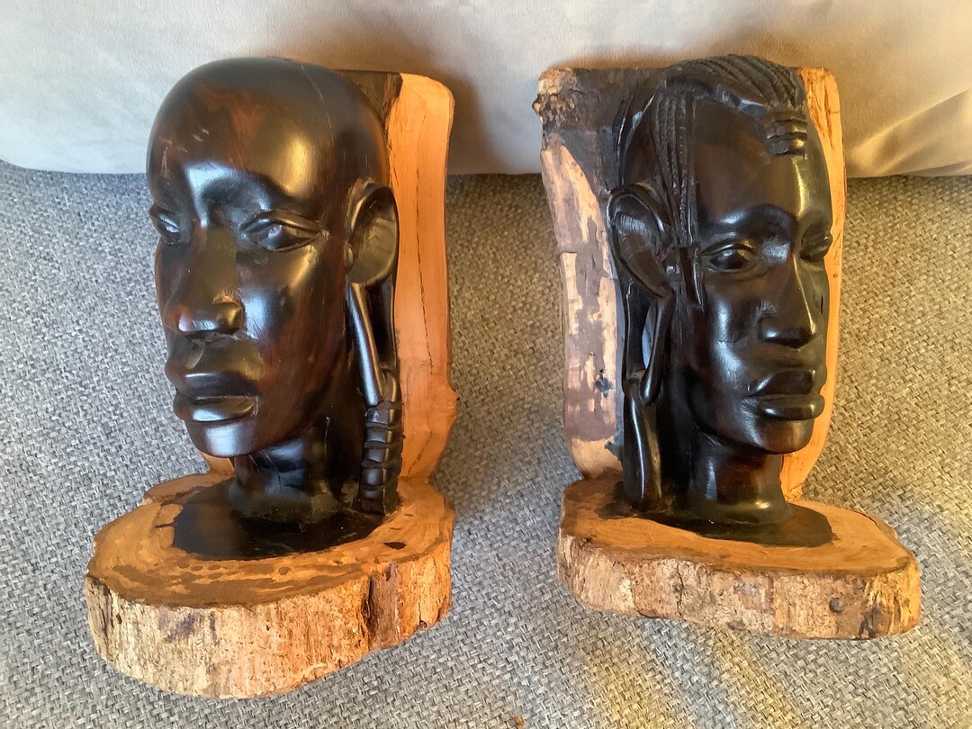 Carved African Bookends (109) - Etsy