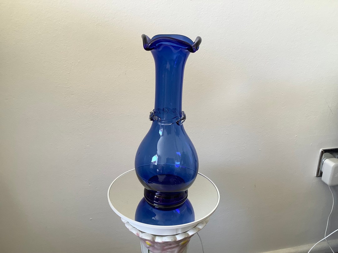 Beautiful Blue Glass Turkish Vase - Etsy