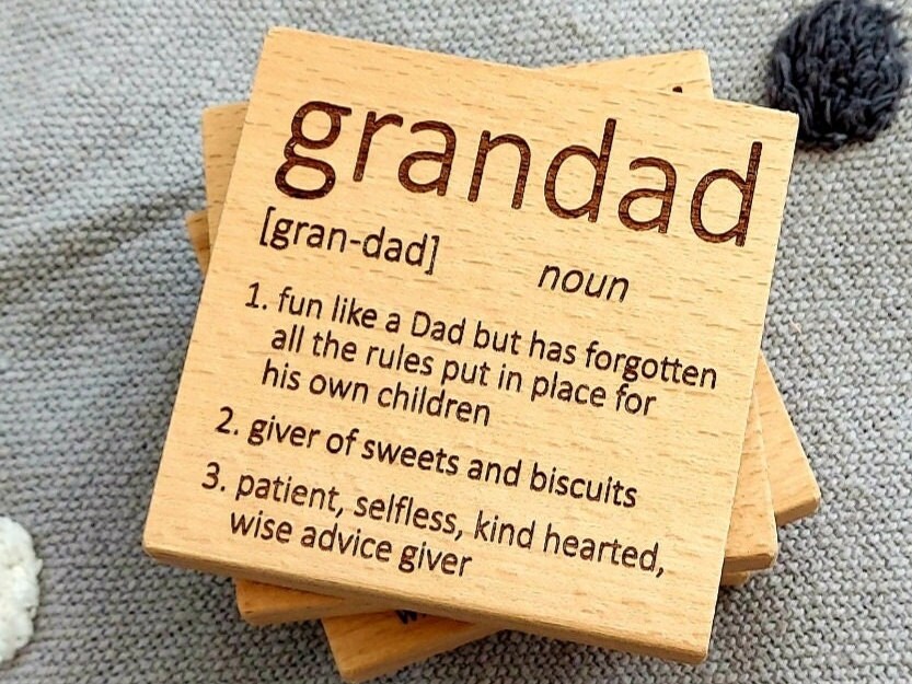 Grandad Coaster, Handmade Solid Wood Dictionary Definition Laser ...