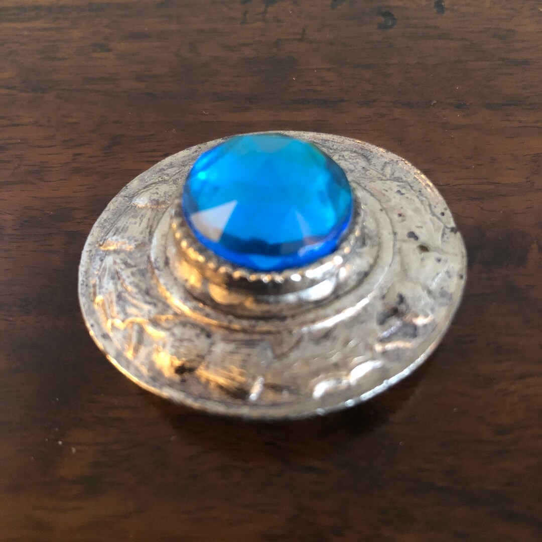 Antique Sterling Silver and Blue Stone Brooch. - Etsy