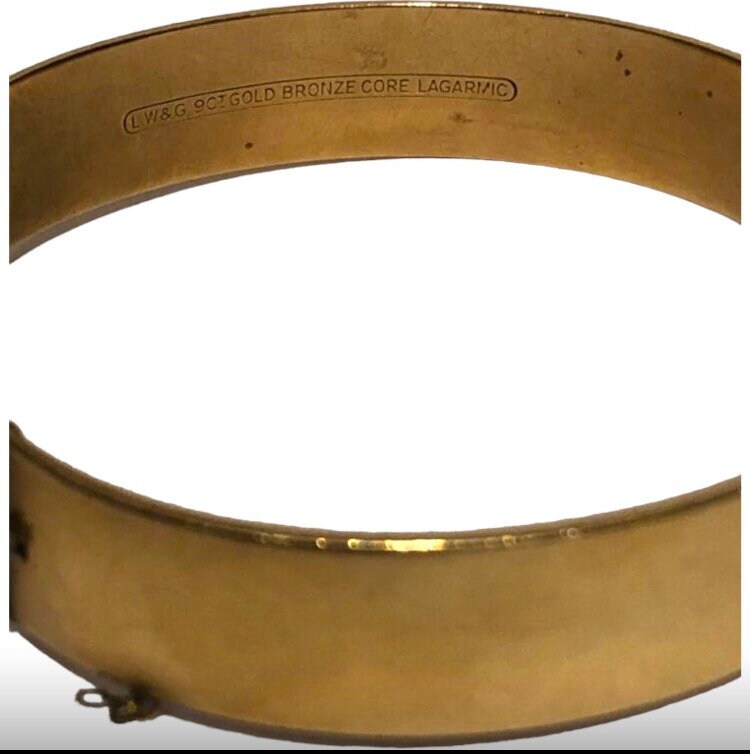 VINTAGE 9CT ROLLED Gold Bronze Core L W & G Lagarmic Engraved Bangle ...