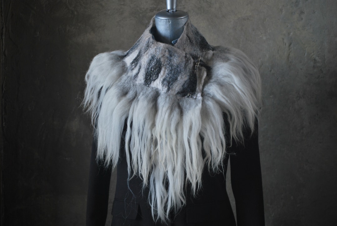 Stunning Collar, Cloak, Felted Sheepskin Drenthe Heath - Etsy