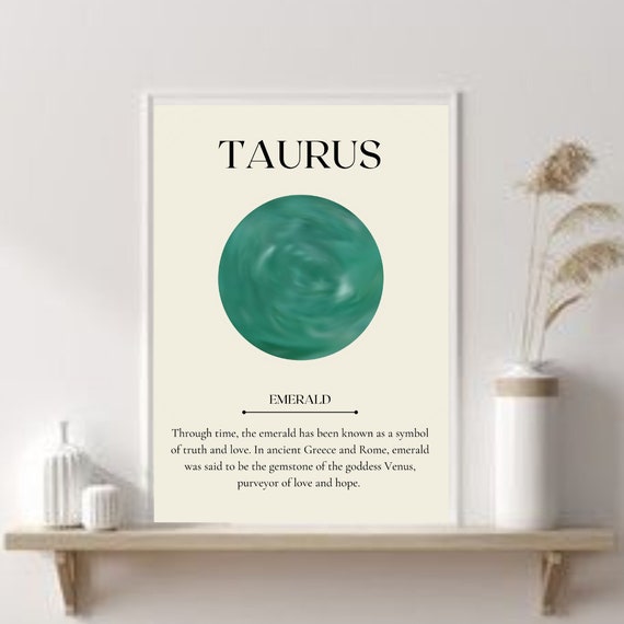 Taurus Gem Emerald Zodiac Sign Digital Poster / Gemma Toro | Etsy