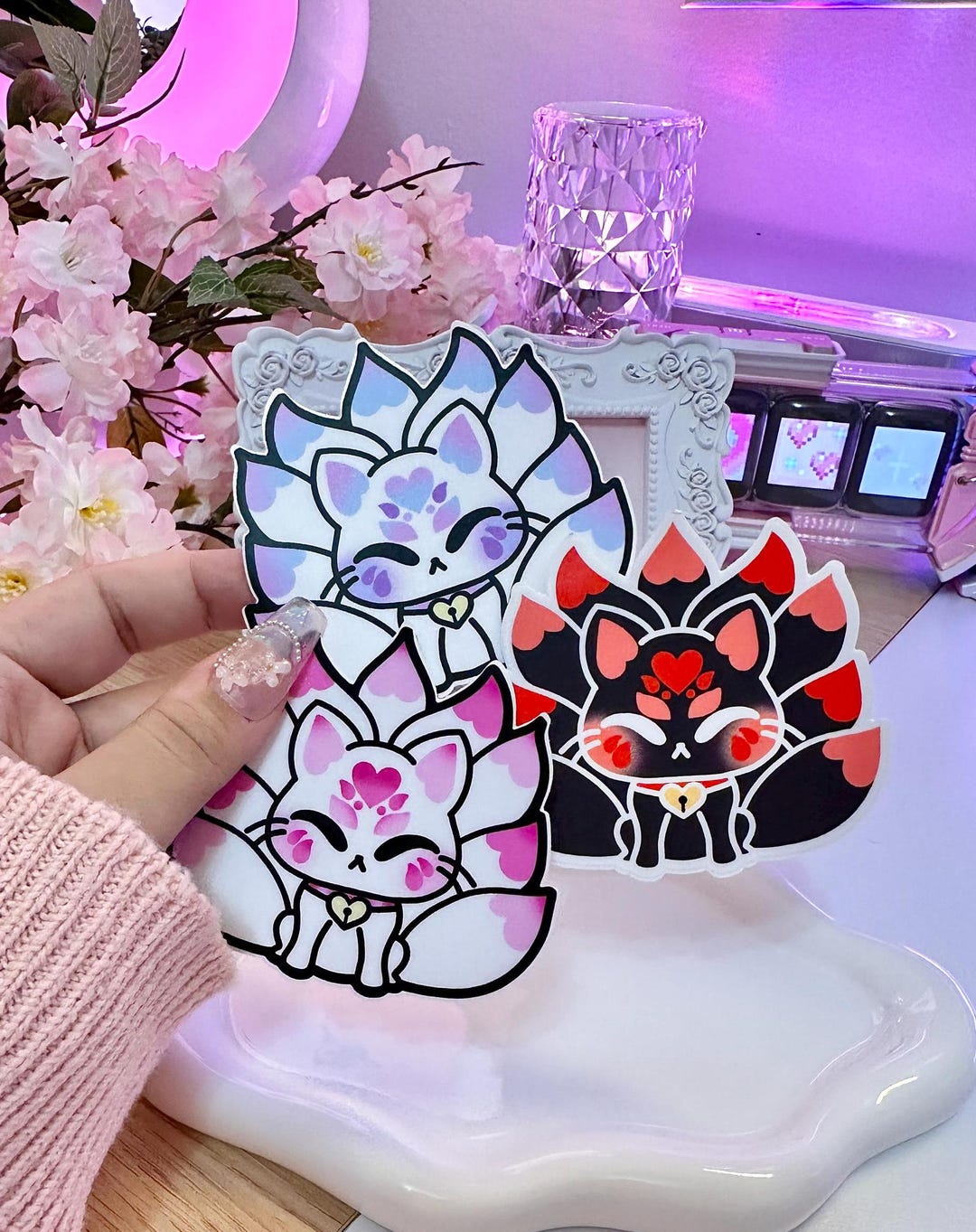 Kitsune Sticker Japanese Fox Vinyl Decal 9 Tails Foxes Kawaii Japanese ...
