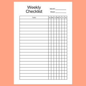 Printable Weekly Checklist | To-do-list | Black and White | Simplistic ...