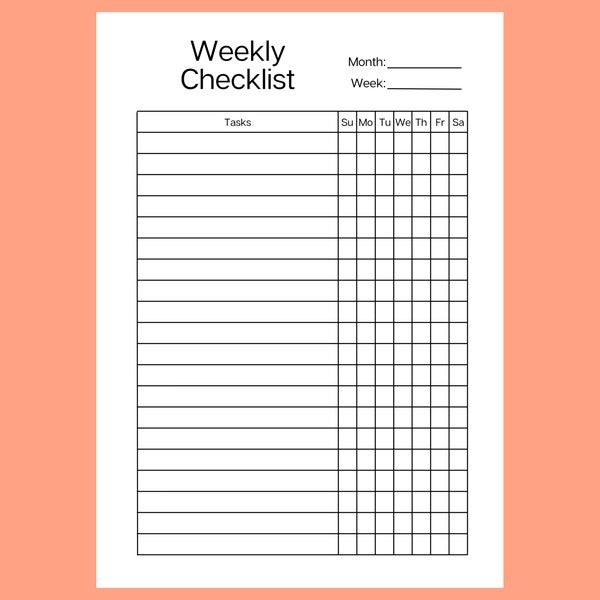 Printable Weekly Attendance Record Class Attendance Digital Download ...