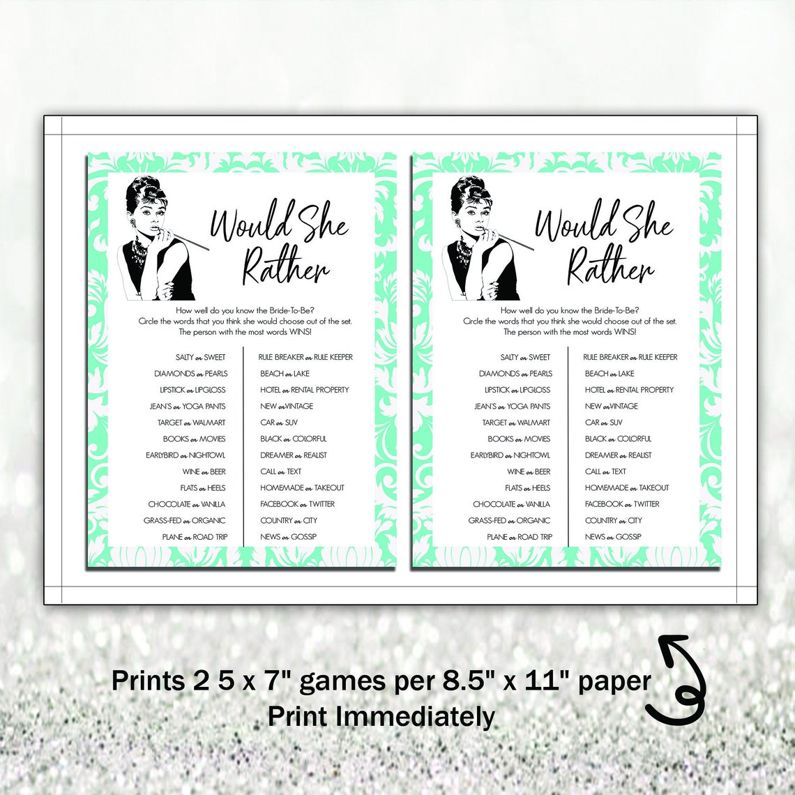 Printable | Breakfast at Tiffany's Bridal Shower Games Bundle | Bundle ...
