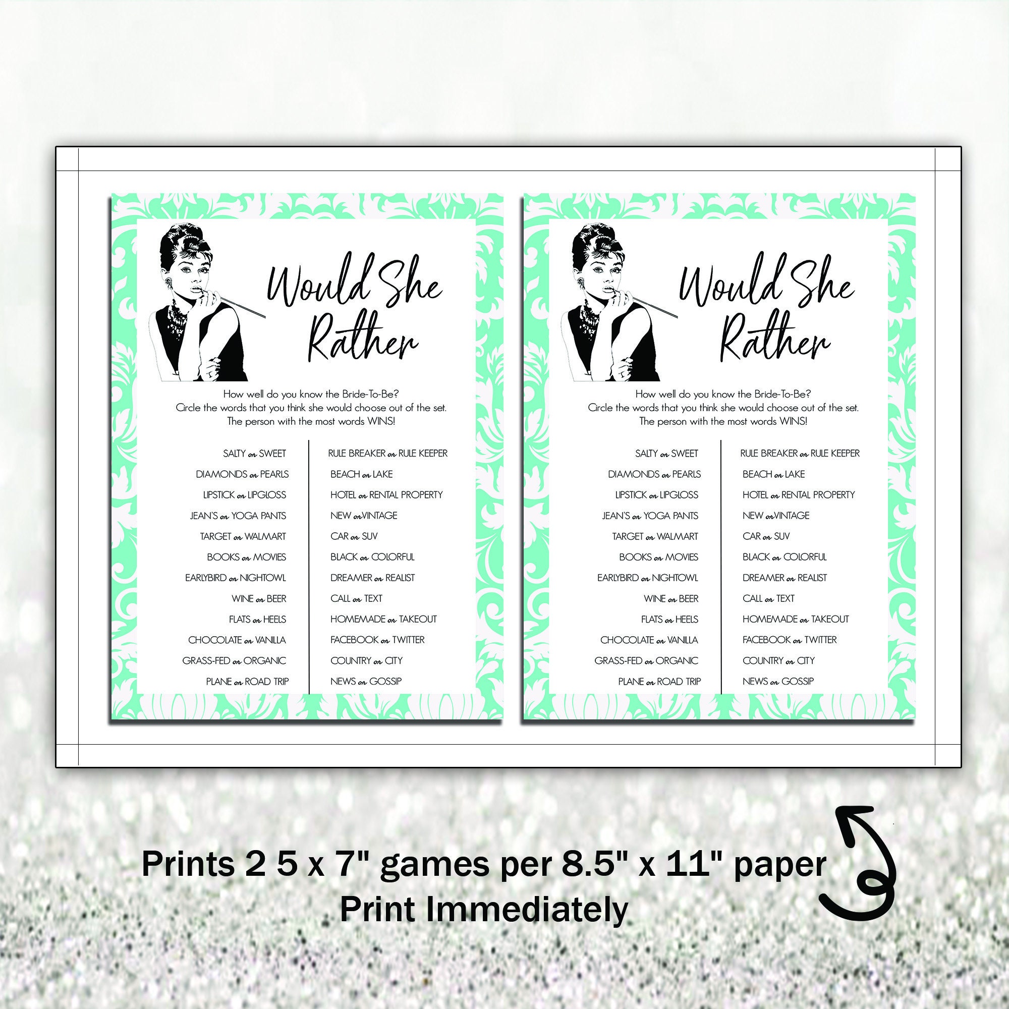 Printable | Breakfast at Tiffany's Bridal Shower Games Bundle | Bundle ...
