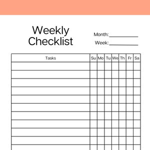 Printable Weekly Checklist | To-do-list | Black and White | Simplistic ...