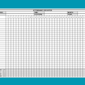 Editable Monthly Attendance Record | Register| Class Attendance ...