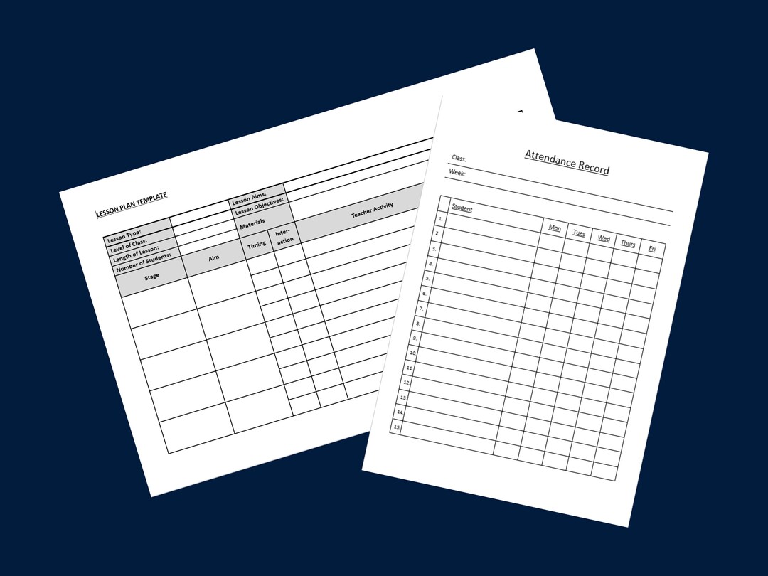 Bundle: Editable and Printable Lesson Plan and Attendance Record ...