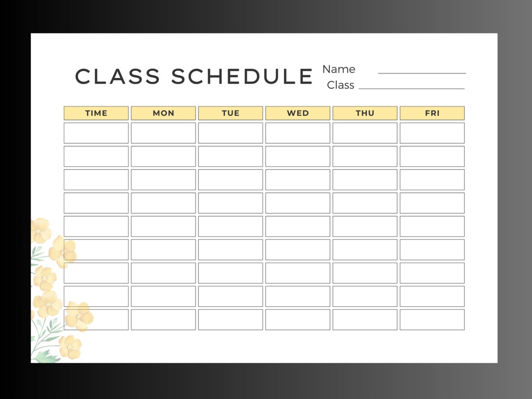 Printable Class Schedule Planner | Instant Download | Floral | Weekly ...