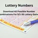 Lottery Games | All Possible Number Combinations for 5/1-36 | Excel ...