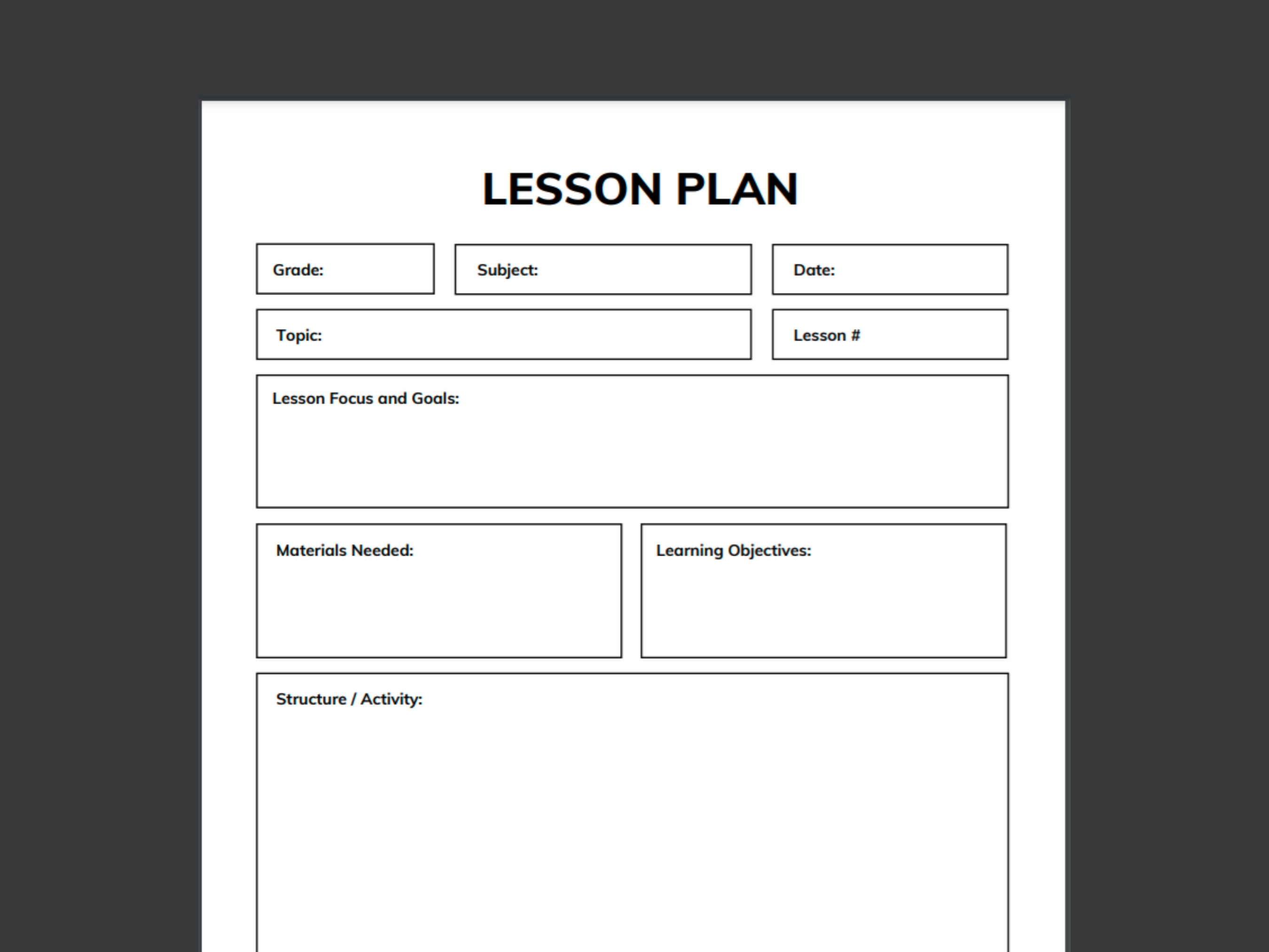 Lesson Planner Printable for Teachers | PDF – Teacher Class Planning ...