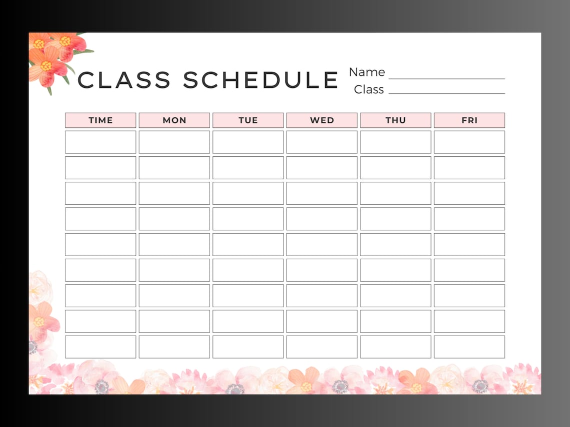 Printable Class Schedule Planner | Instant Download | Floral | Weekly ...