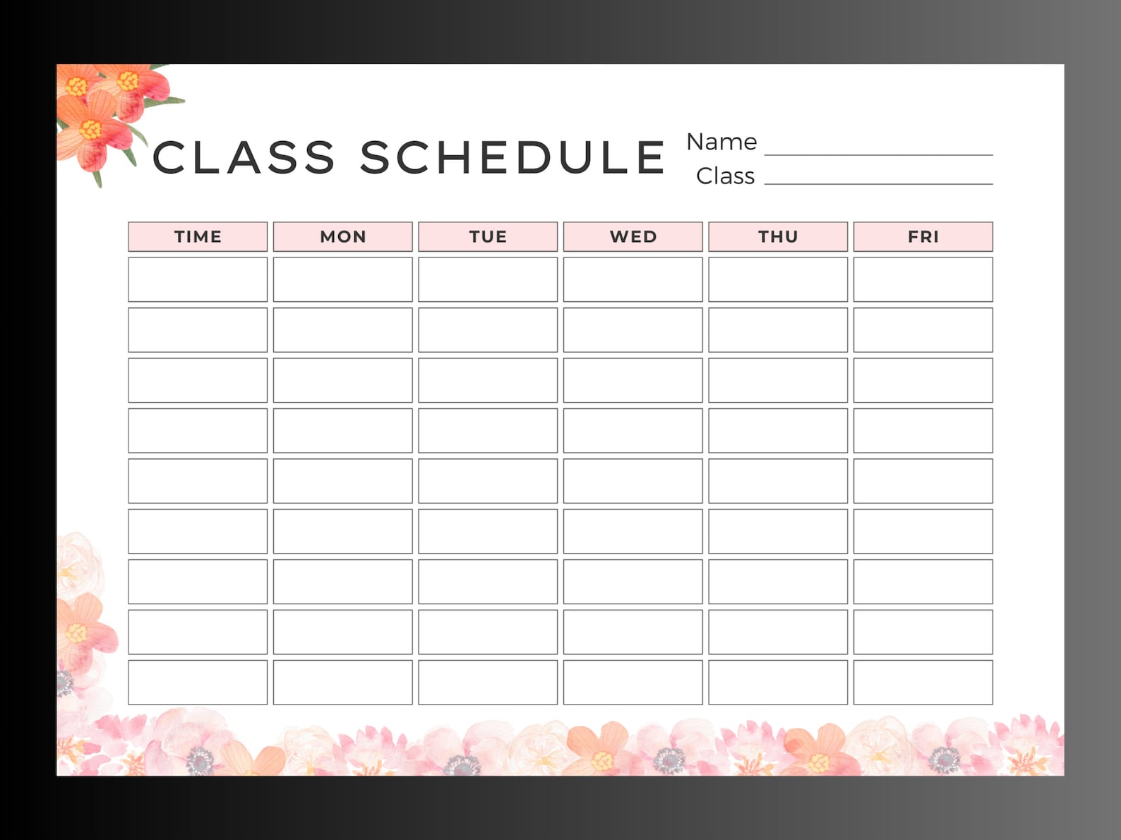 Printable Class Schedule Planner | Instant Download | Floral | Weekly ...