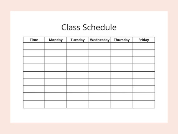Printable Class Schedule Planner Instant Download - Etsy Printable Class Schedule Planner Instant Download - Etsy