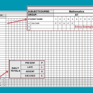 Editable Monthly Attendance Record | Register| Class Attendance ...