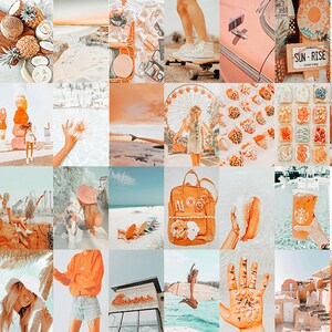 Peach Aesthetic Wall Collage, Peach Aesthetic Wall Collage Kit, Soft ...