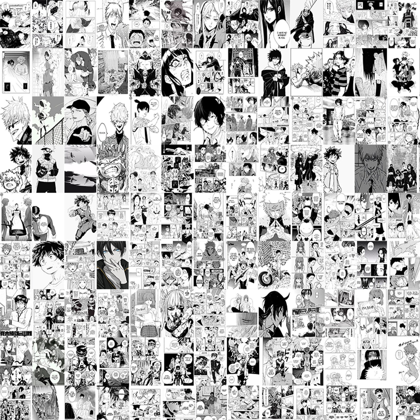 320 Anime Manga Panels Wall Collage Kit Anime Black & White - Etsy