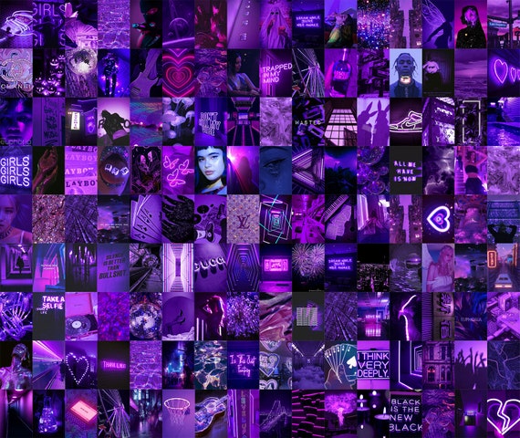 Prints Art And Collectibles 4x6 Purple Neon Aesthetic Photo Collage