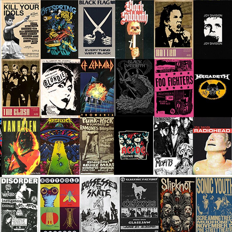 140 PCS Punk Rock Wall Collage Kit Vintage Grunge Punk Aesthetic Poster ...