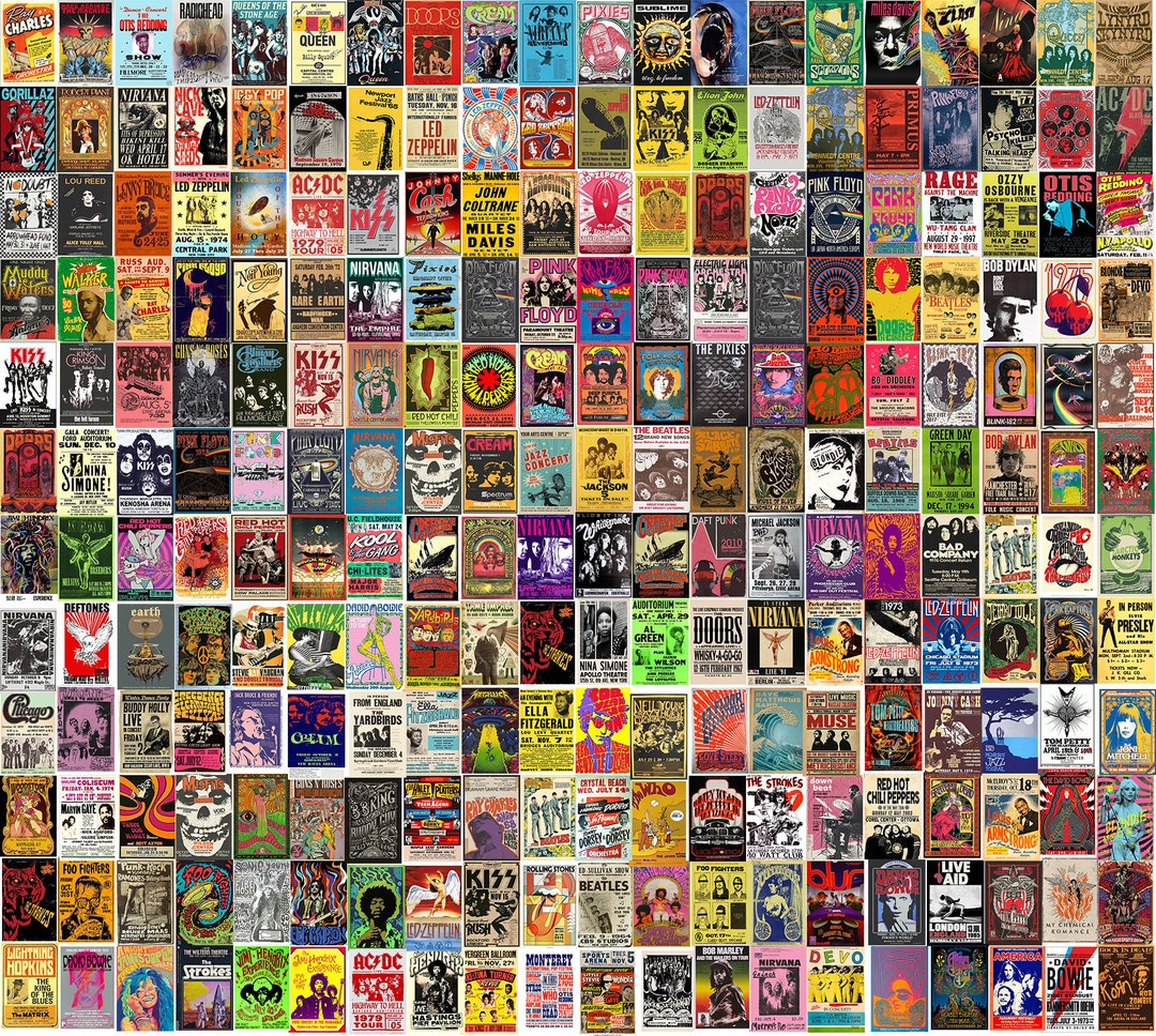 400PCS Vintage Concert Poster, Retro Band Poster , Classic Rock Posters ...