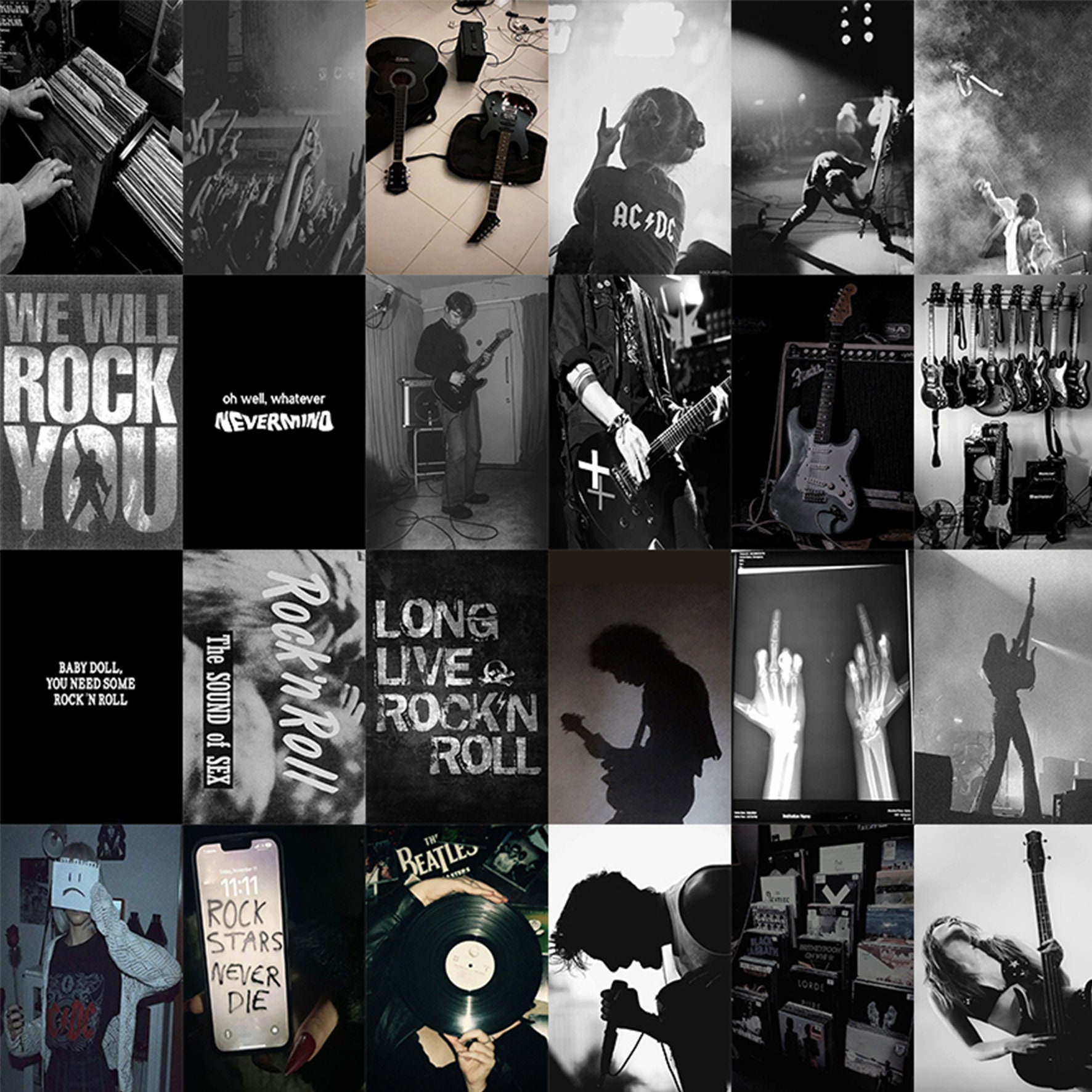 100 PCS Rock and Roll Aesthetic Photo Collage , Grunge Wall Prints ...