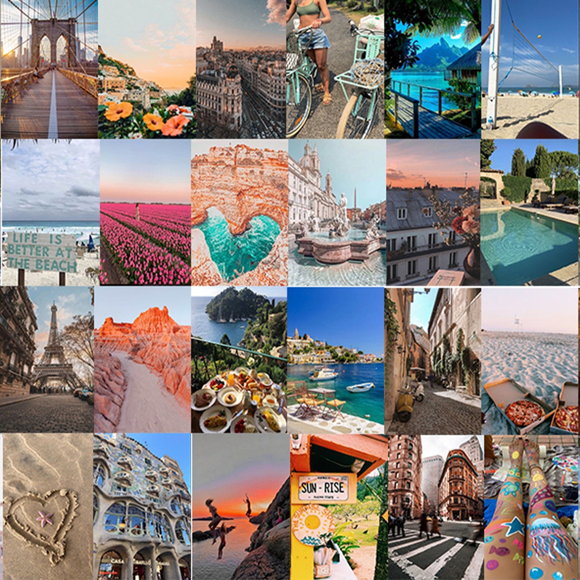 100 Pcs Travel Posters Travel Wall Print Travel Wall Collage Kit Travel ...