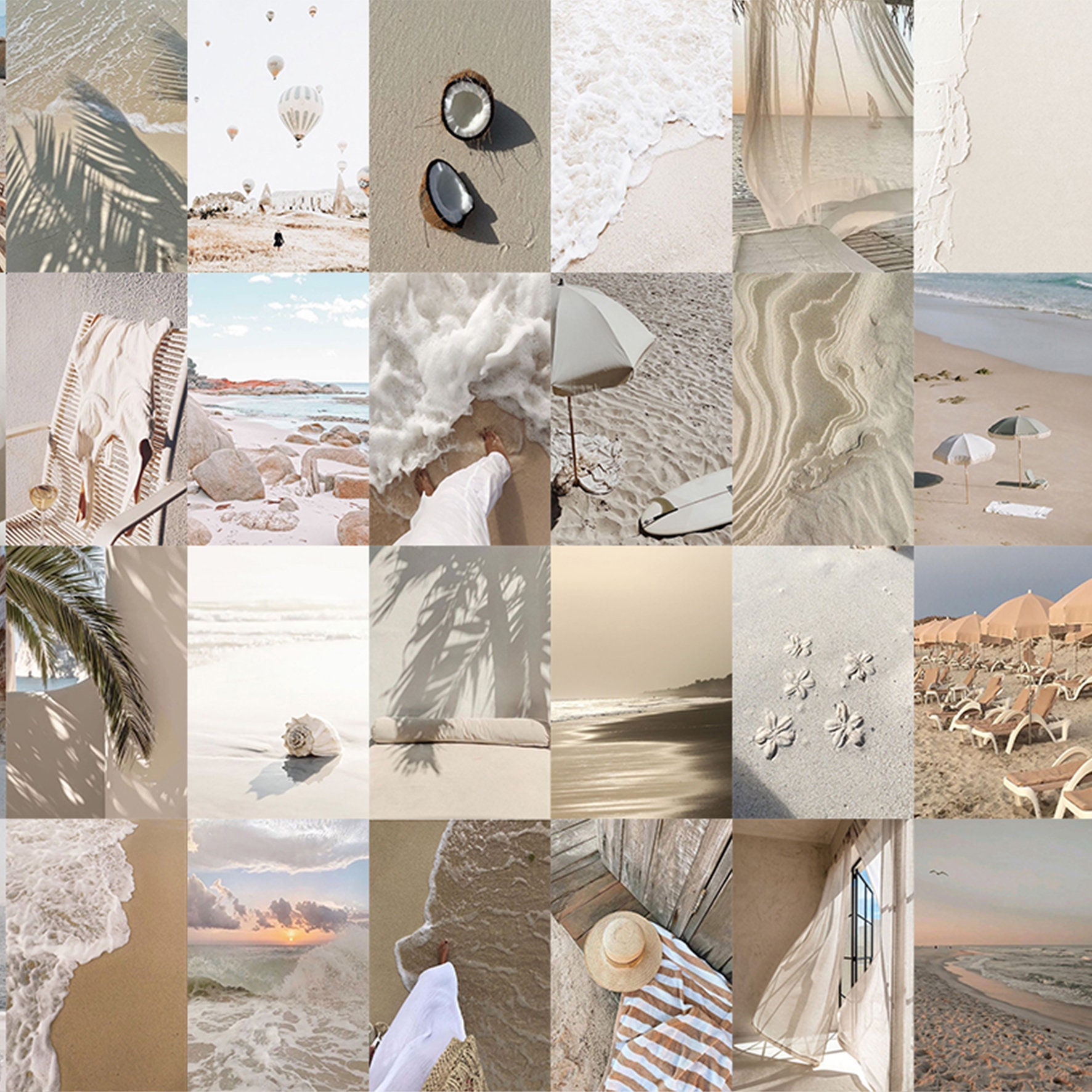 100 PCS Beige Beach Wall Collage Kit, Summer Aesthetic Photo Collage ...